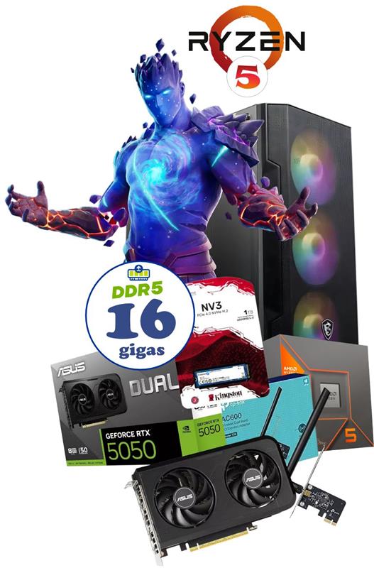 PC AMD RYZEN 5 8500G 16GB D5 RGB 1TB RTX5050 WIFI