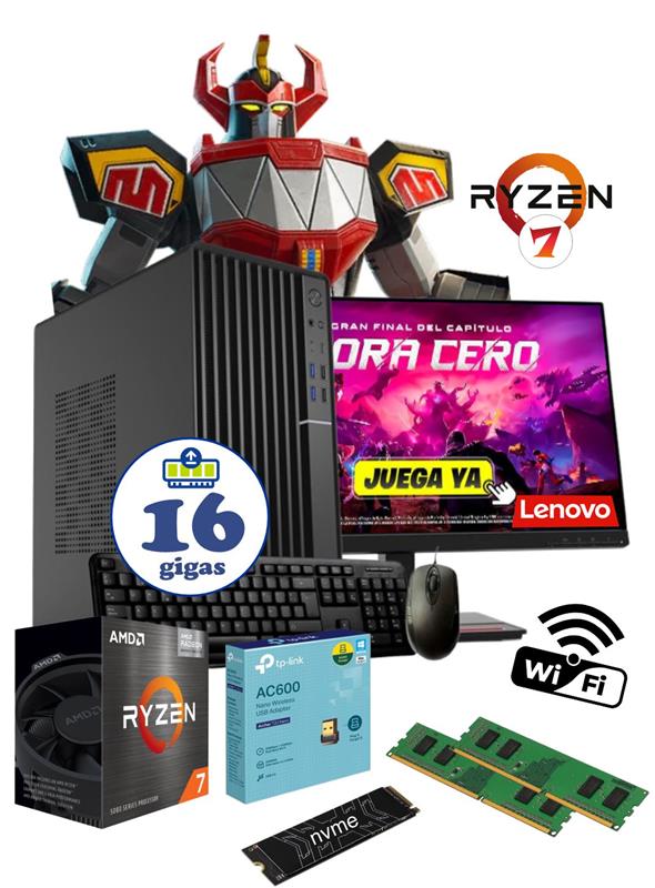 PC AMD RYZEN 7 5700G 16GB 512GB A520M WIFI + MONITOR FHD 24 LG 100HZ